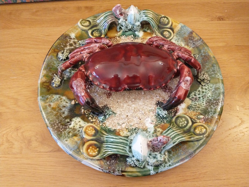 Large Vintage Majolica Crab Plate 29cm - Etsy