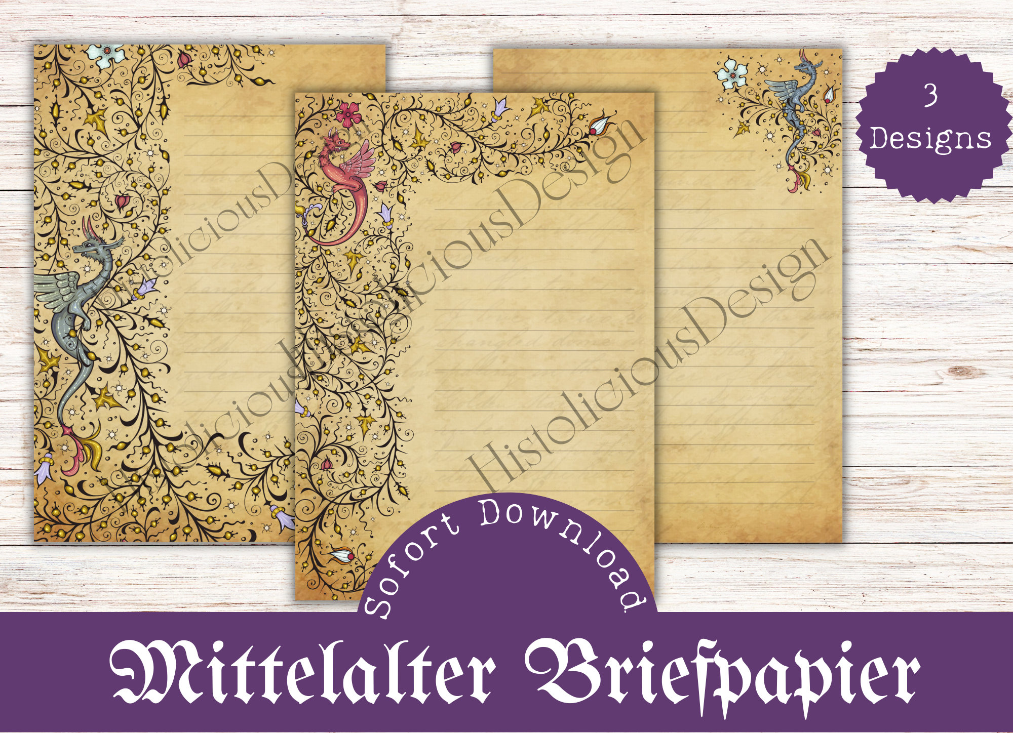 Medieval Stationery / Printable Historical Stationery / Old Book Pages ...