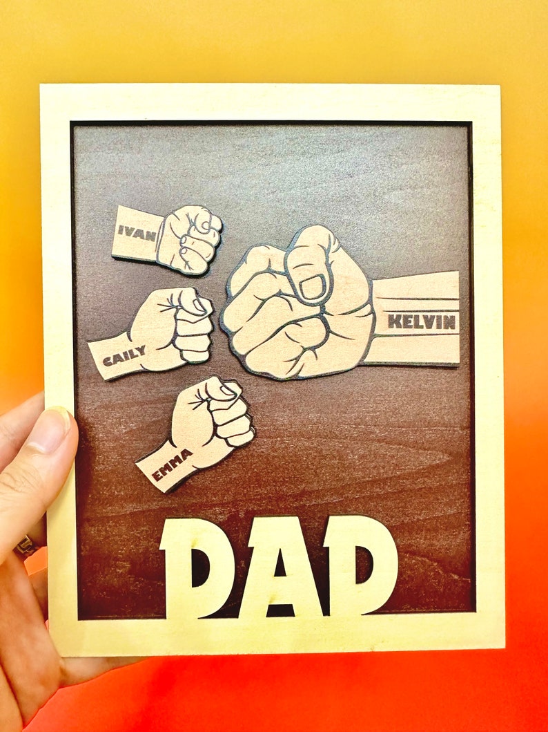 Personalized Father's Day Fist Bump Sign, Wooden Plaque Decor Gift for ...