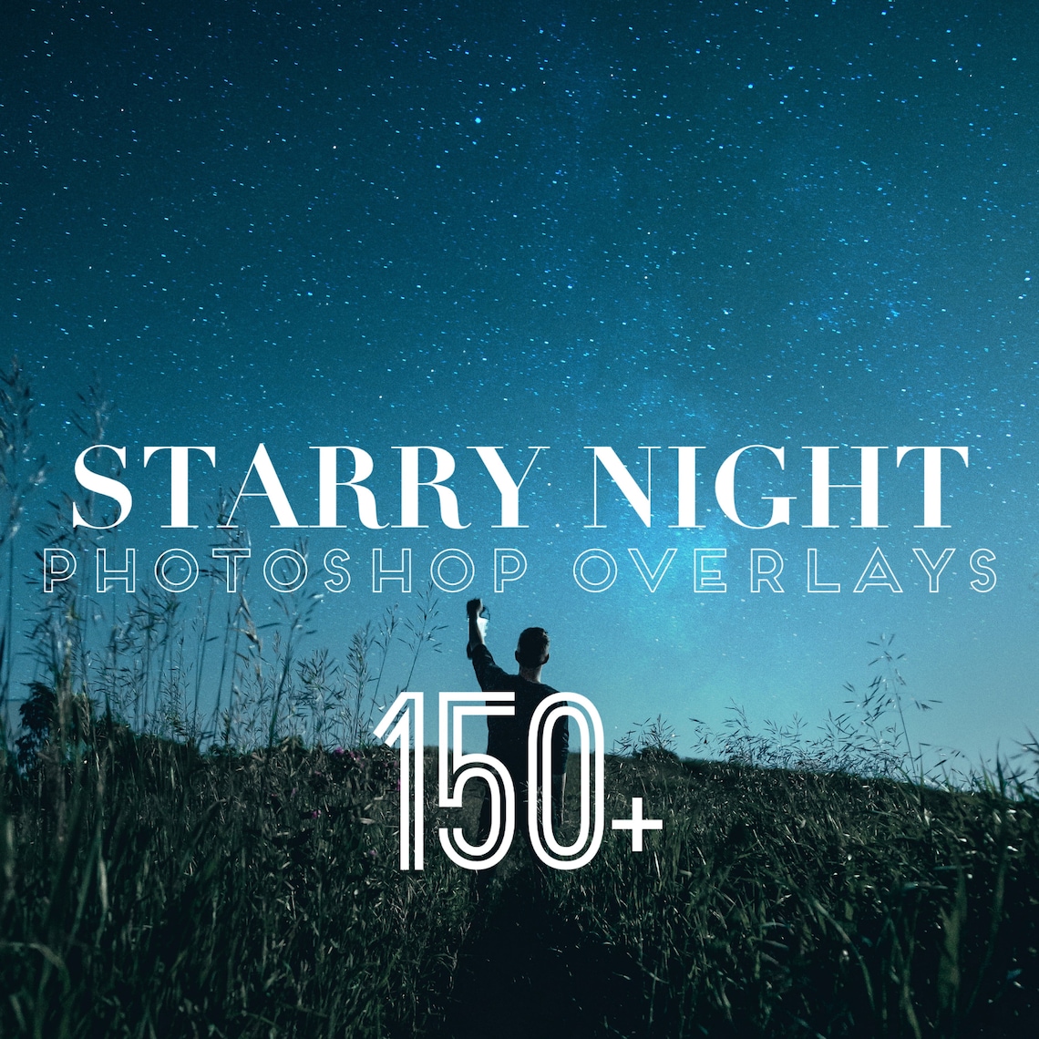 Photoshop Overlays, Starry Night Photo Overlays Package, Stars Moon Sky ...