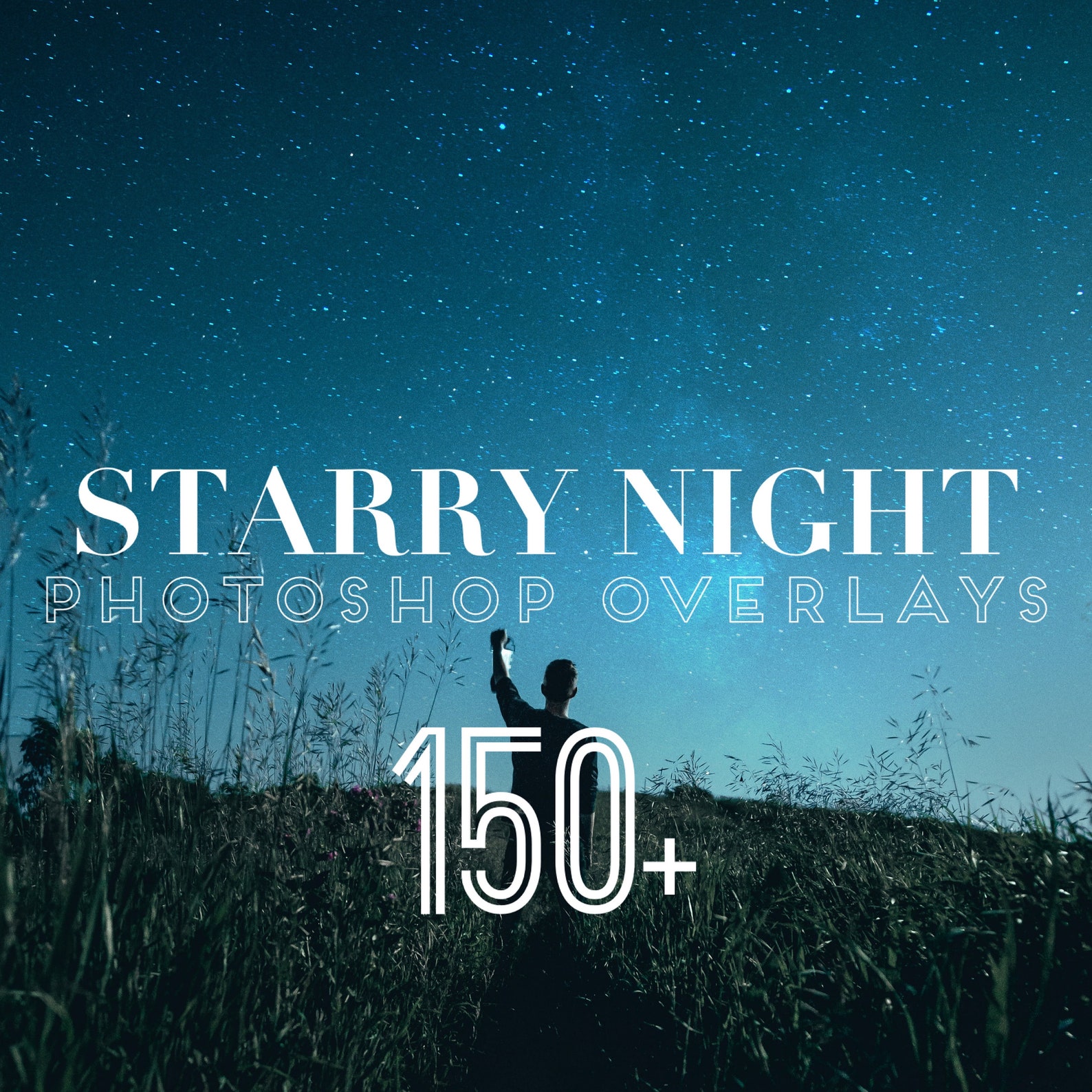 Photoshop Overlays, Starry Night Photo Overlays Package, Stars Moon Sky ...