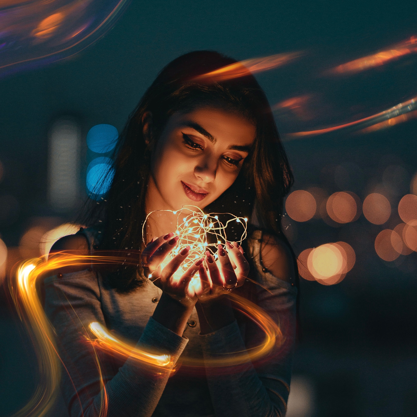 Photoshop Overlays, Light Trail Photo Overlays Package, Night Bokeh ...