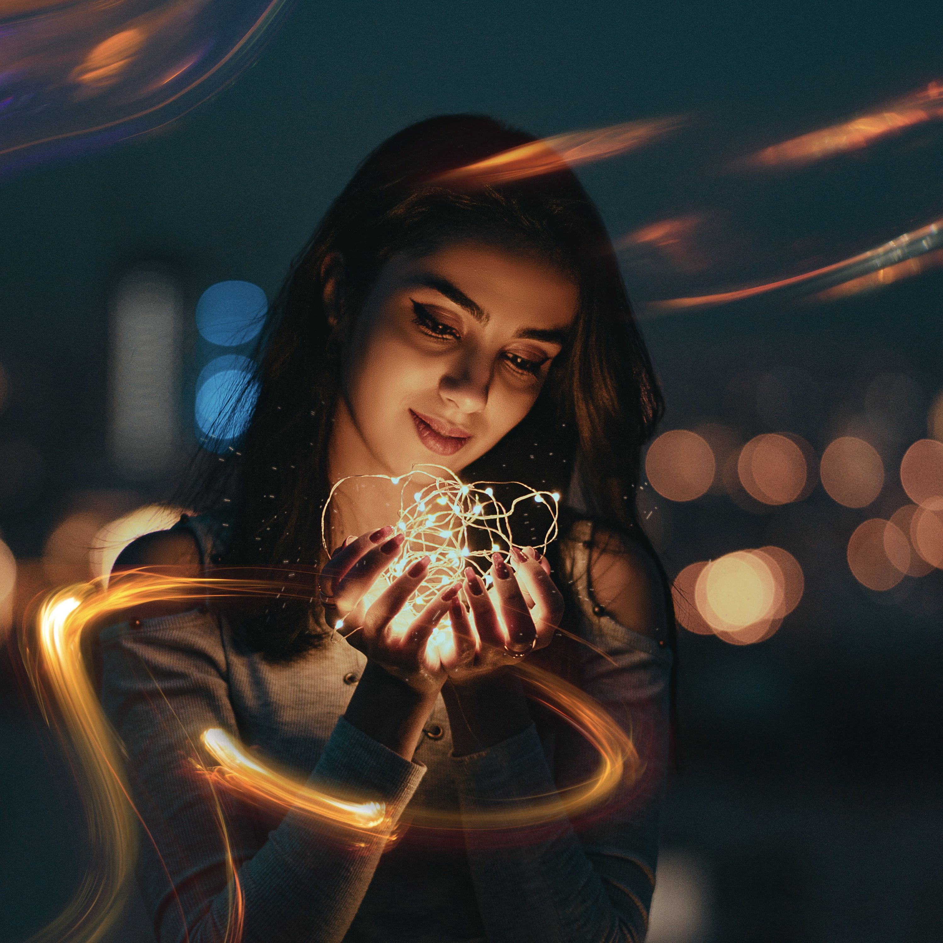 Photoshop Overlays, Light Trail Photo Overlays Package, Night Bokeh ...