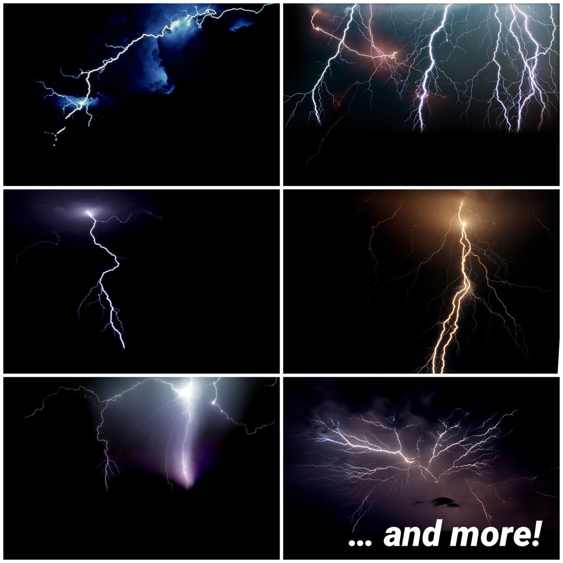 Lightning Photoshop Overlays, Photo Overlays Package, Night Sky Nature ...