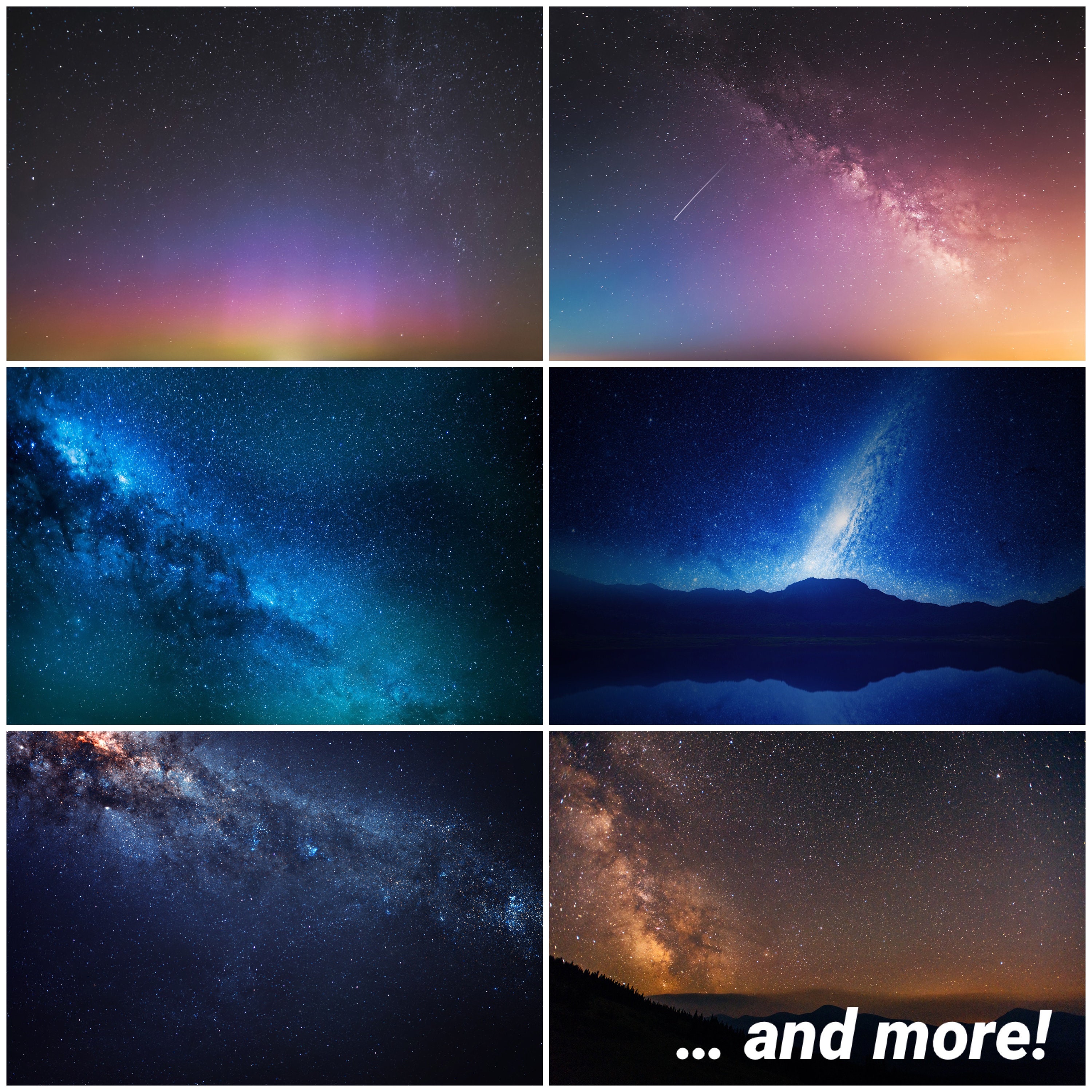 Photoshop Overlays, Starry Night Photo Overlays Package, Stars Moon Sky ...