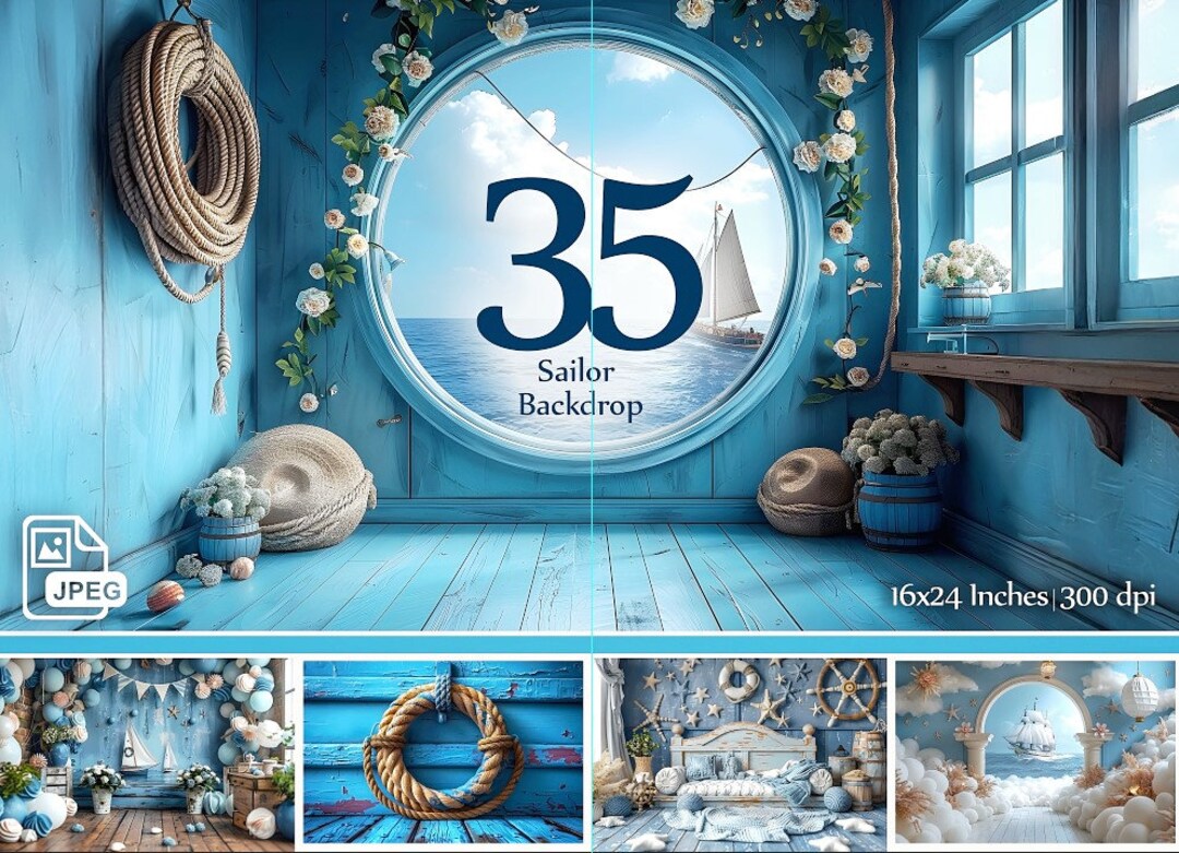 35 Sailor's Sea-themed Backgrounds Digital Background , Nautical ...