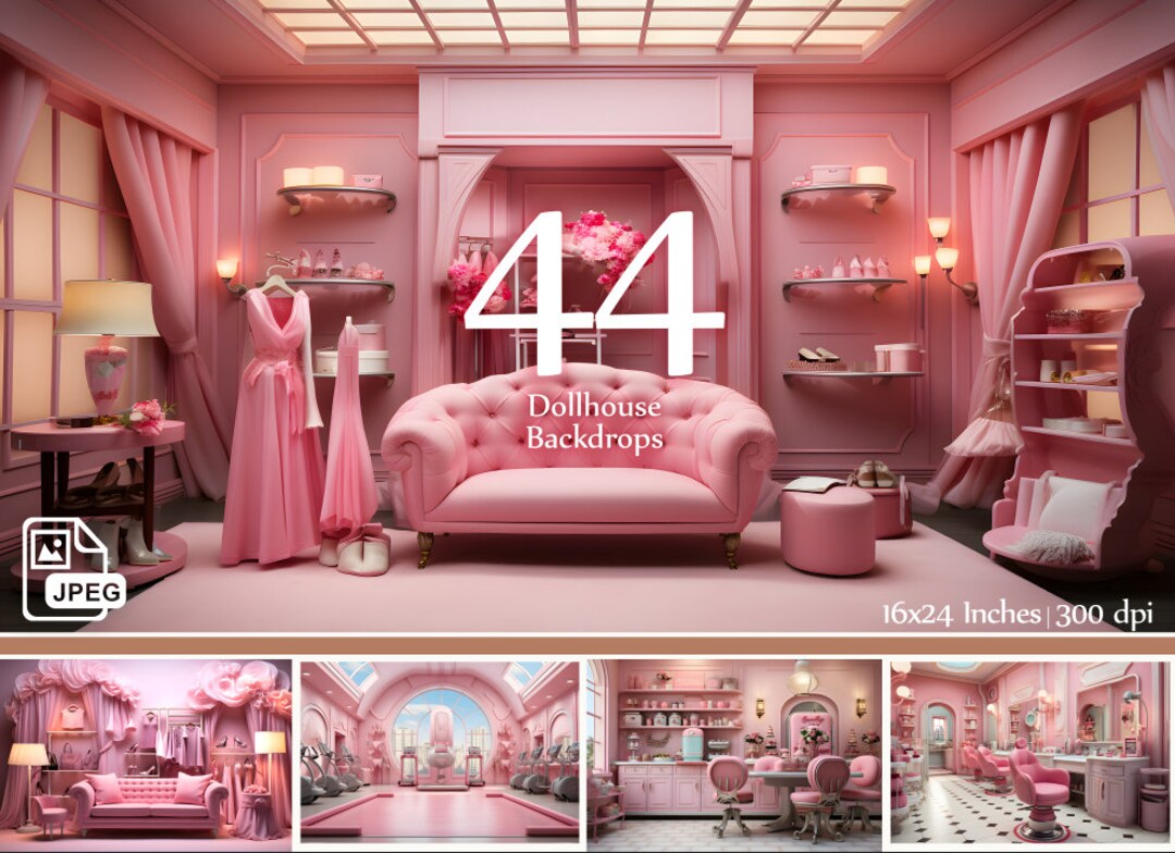 44 Dollhouse Background, Bundle Digital Backdrop Photoshop Overlay ...