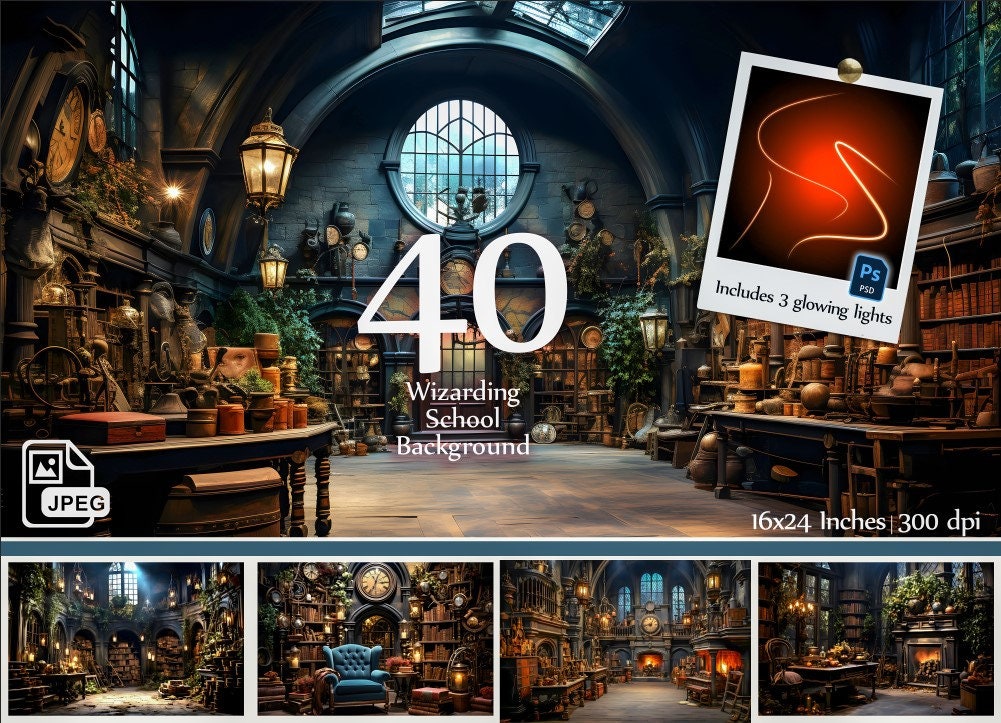 40 Wizard Academy Digital Paper, Magic School Background, Wizard World ...