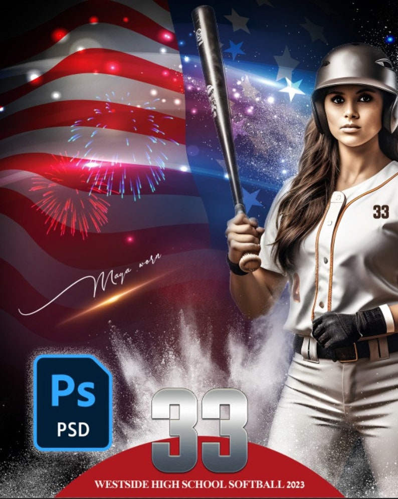 Photoshop Softball Poster Template, Digital Sports Background Tball ...