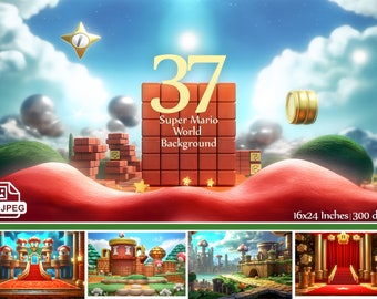 33 Super Mario Backdrop Digital Download Kids and Toddler Backdrops ...
