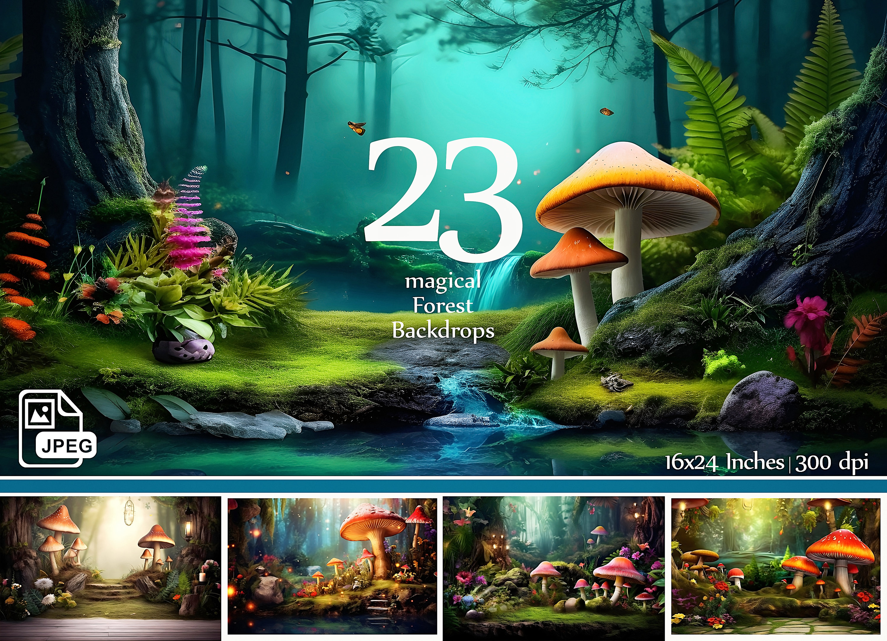 23 Magical Forest Backdrop Backdrop, Nature, Fantasy, Magical Mushrooms ...