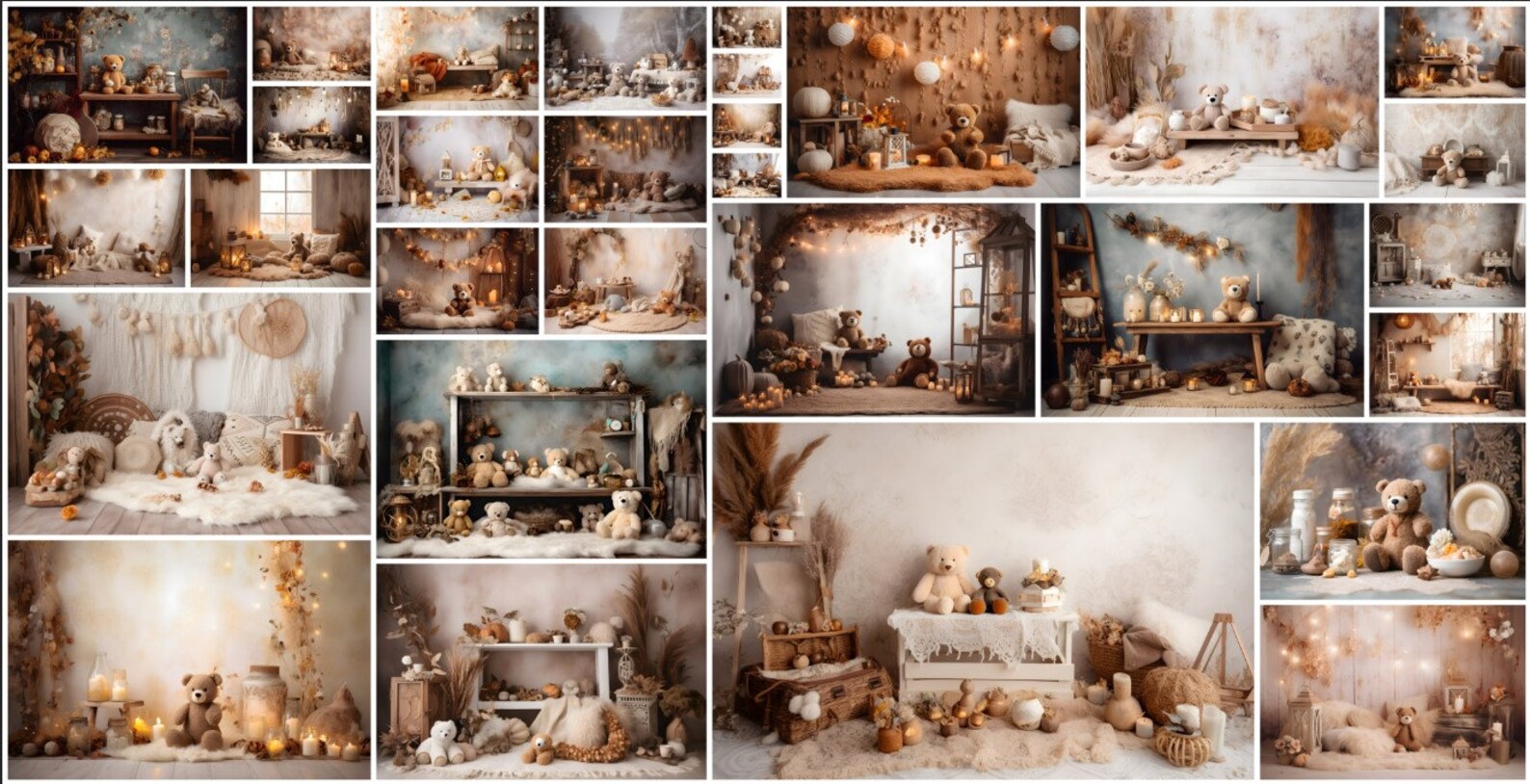 30 Digital Toddler Backdrops Boho Teddy Bears Collection - Etsy