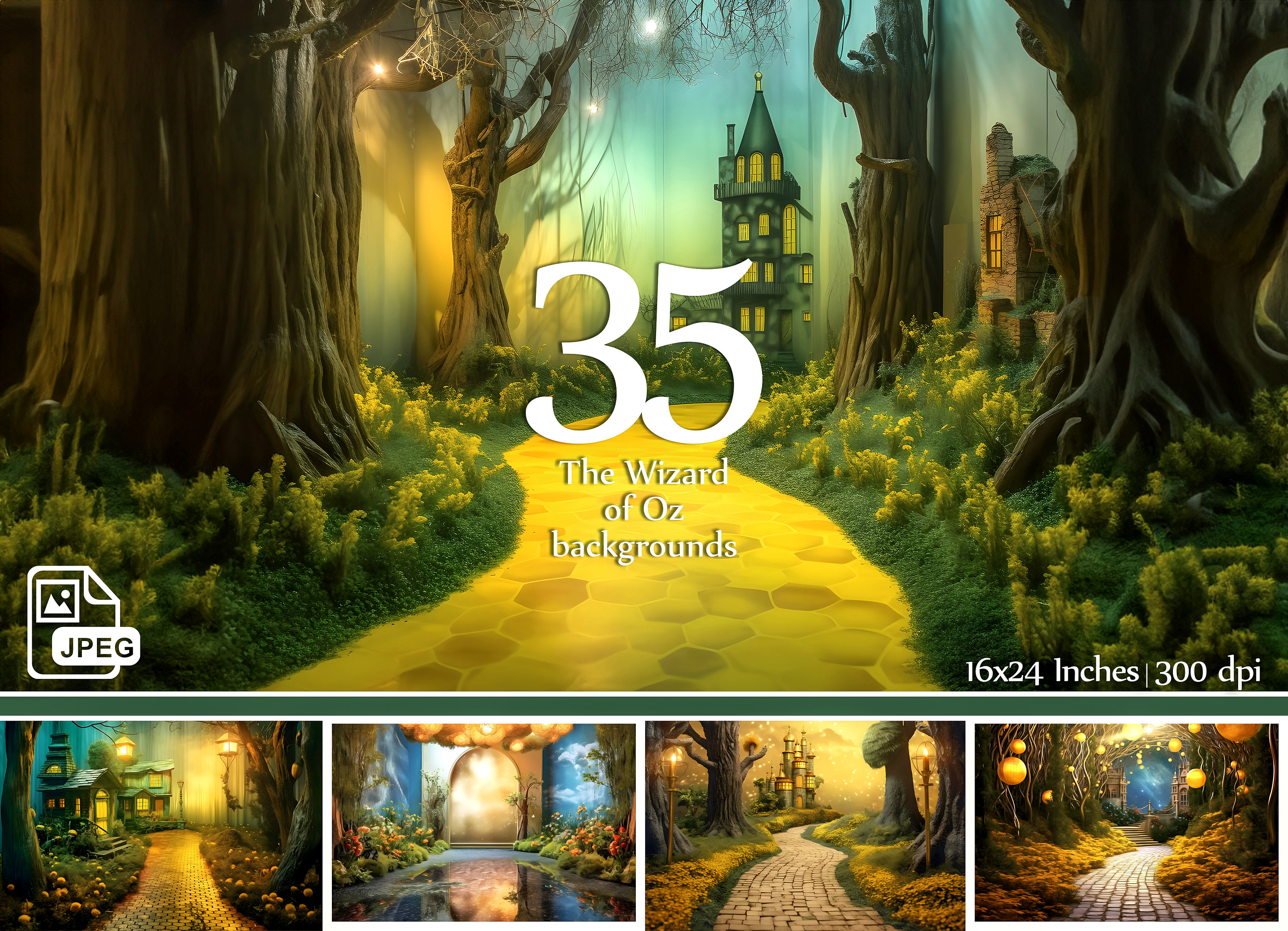35 Wizard of Oz Backdrops Fairytale Backgrounds Over the - Etsy