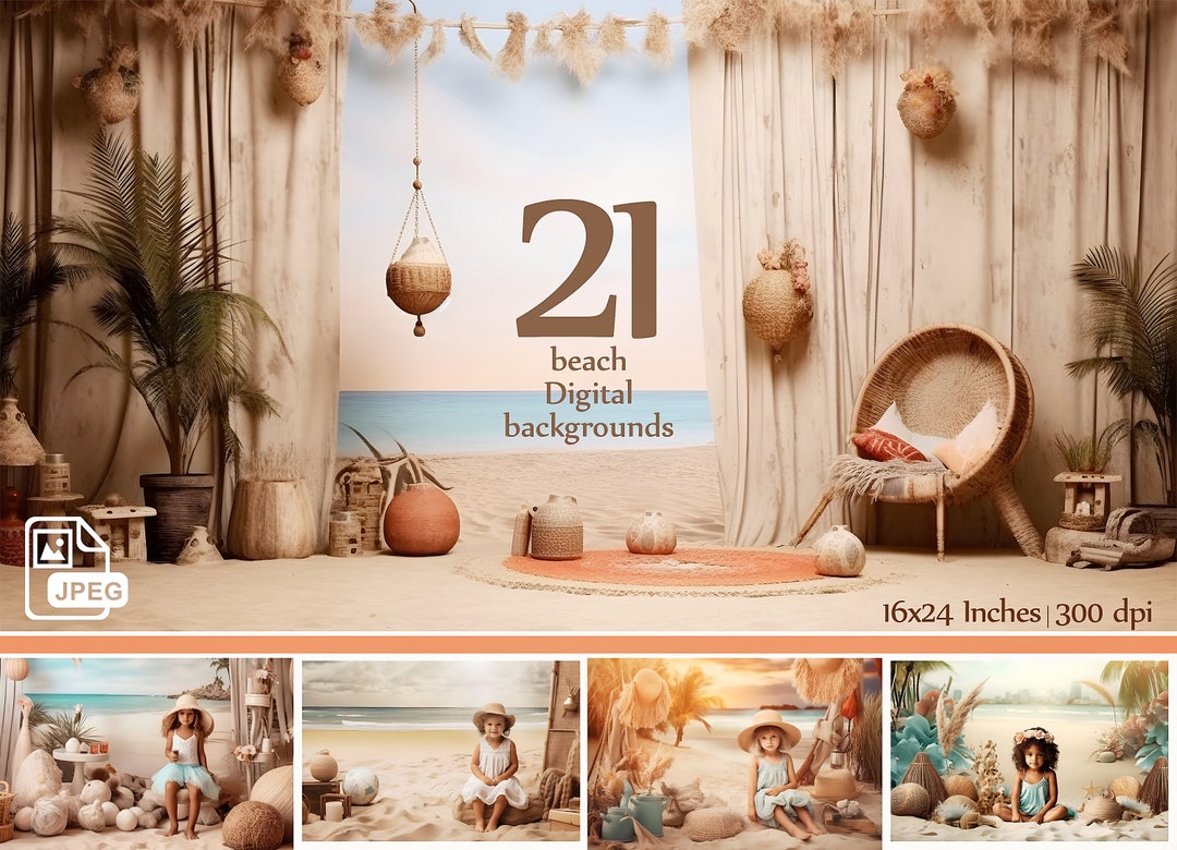 Digital Backgrounds of the Beach, BEACH Backdrop, Sand,sea, Summer, Sun ...