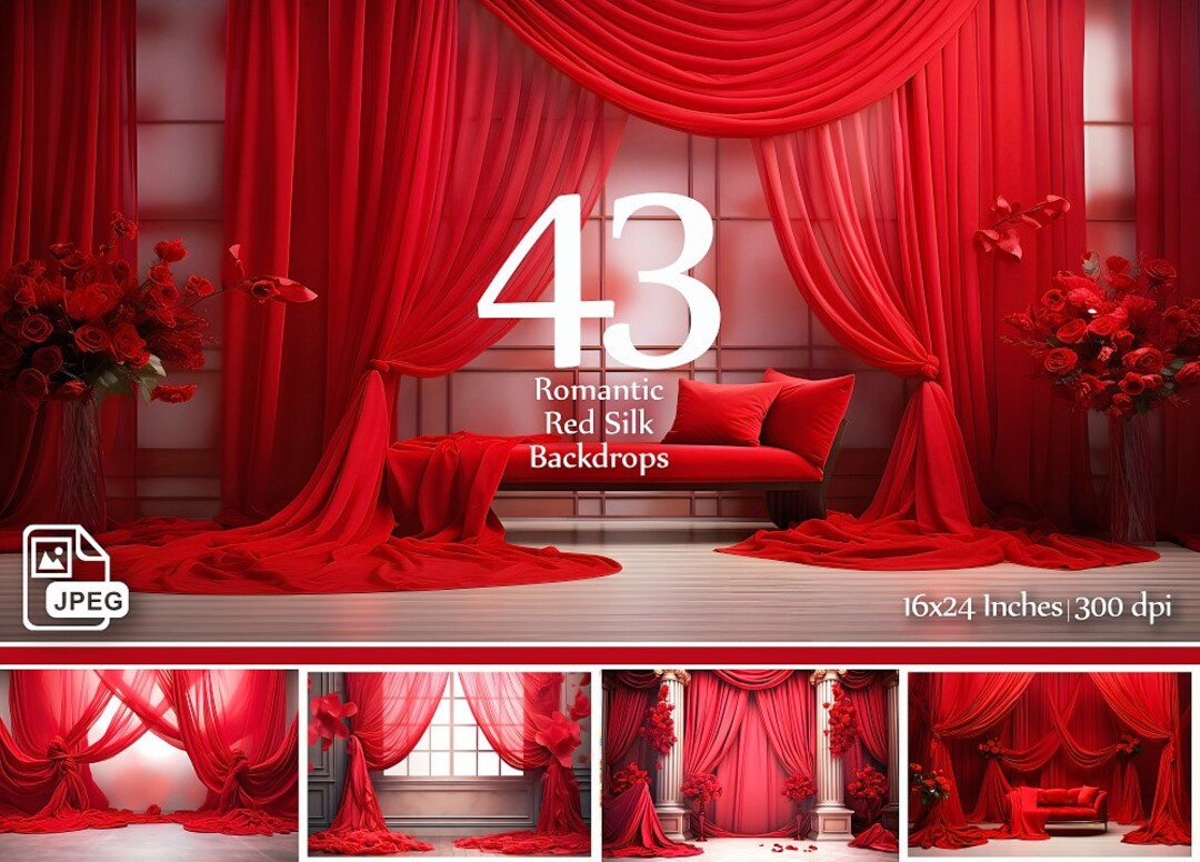 43 Romantic Red Silk Digital Backdrops, Red Curtain, Maternity Boudoir ...