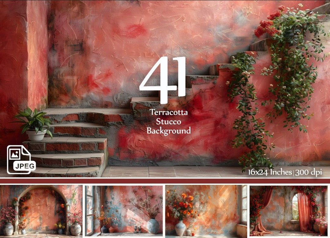 41 Terracotta Stucco Set Digital Backdrops, Maternity Backdrop Overlays ...