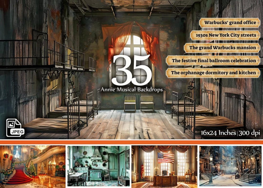 Digital Backdrops for Annie Musical – School Play Stage Design ...