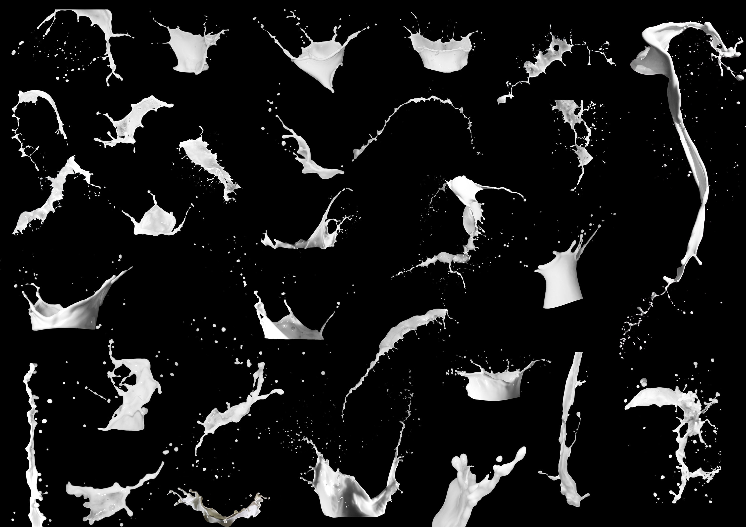 Milk Splash Clipart: 30 White Liquid PNG Overlays (14x10" 300dpi) - Etsy