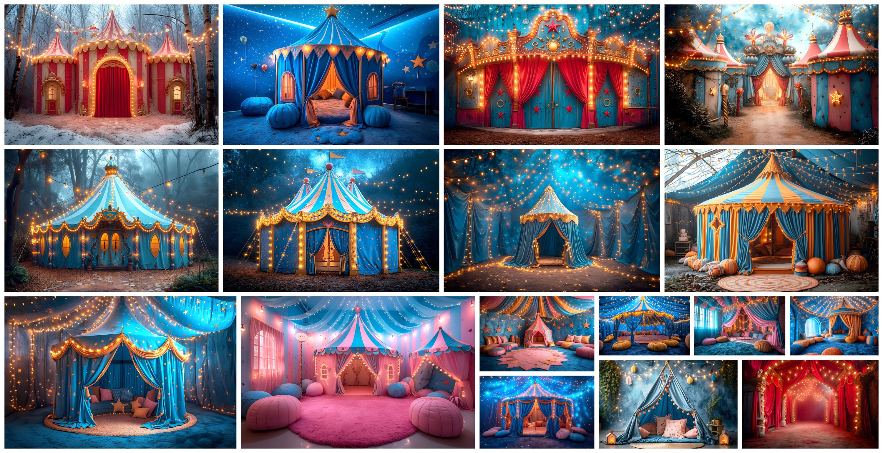 34 Circus Tent Digital Backdrop, Circus Themed Backdrop Set, Curtain ...