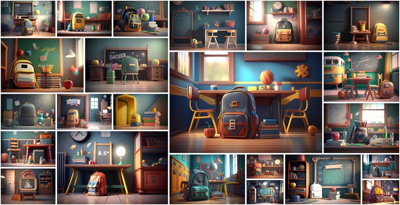 47 Back to School Backdrops for Composite Photography, Class Room ...