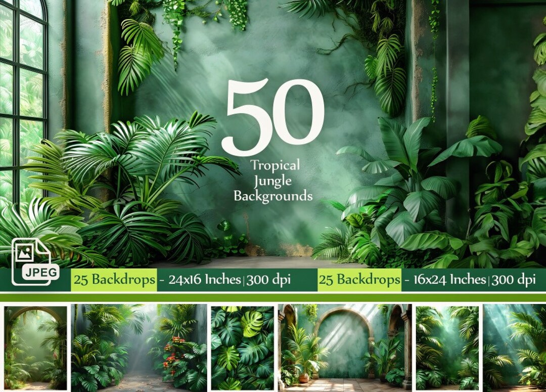 50 Tropical Jungle Backgrounds, Jungle Studio Portrait Backdrops for ...