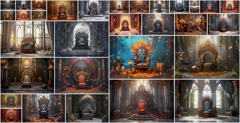 32 Iron Throne Game of Thrones Digital Backdrop, Medieval Fantasy ...