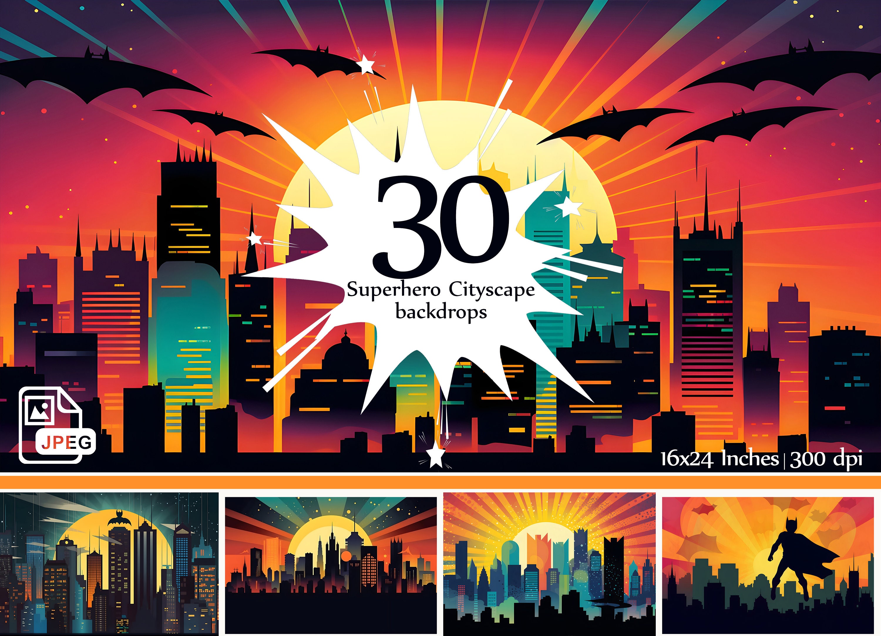 30 Super Hero Cityscape Digital Background Dynamic Cityscape - Etsy