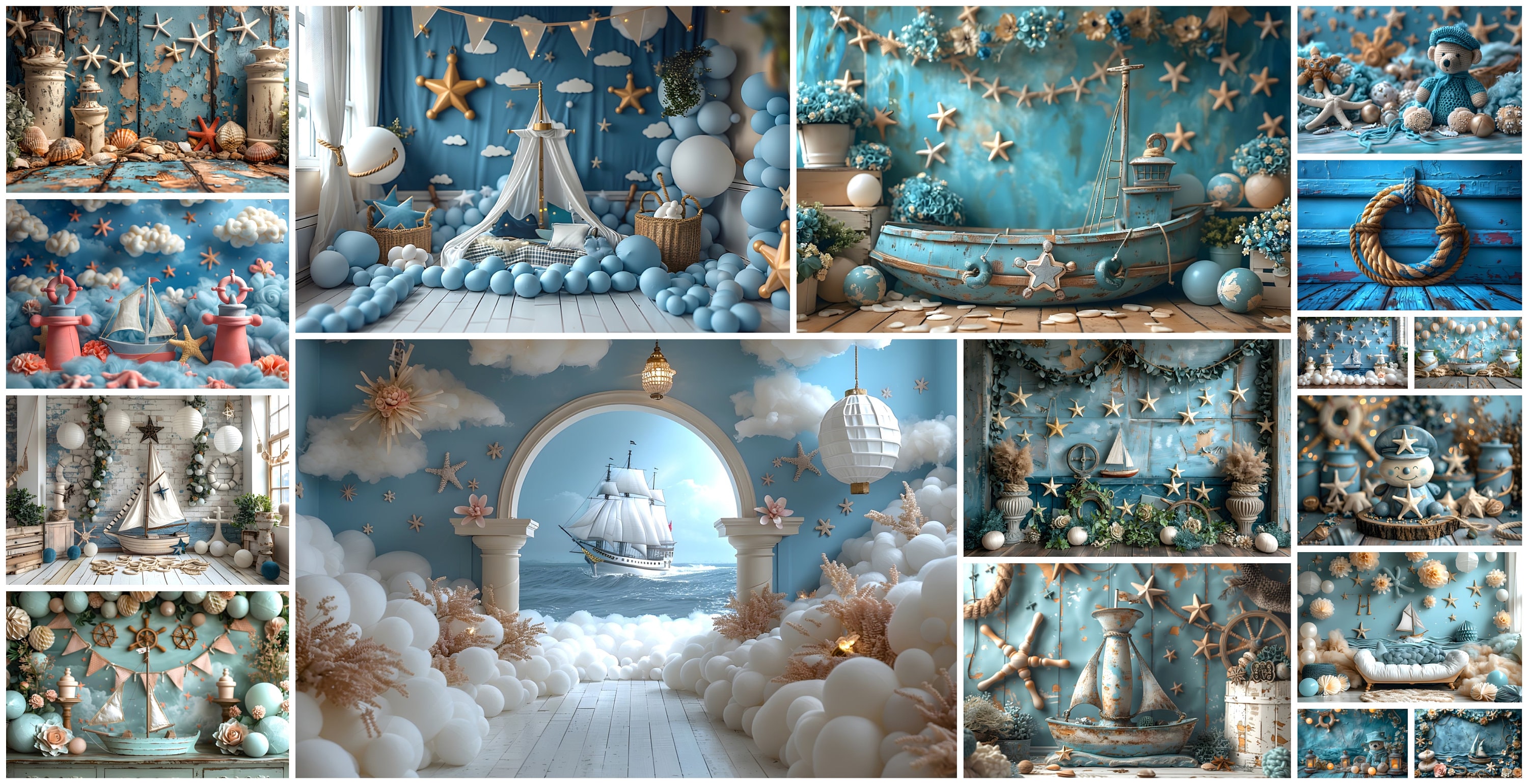 35 Sailor's Sea-themed Backgrounds Digital Background , Nautical ...