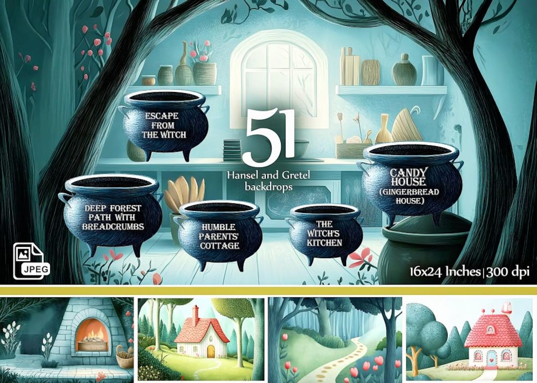 Hansel and Gretel Digital Backdrops – Printable Stage Scenery for ...