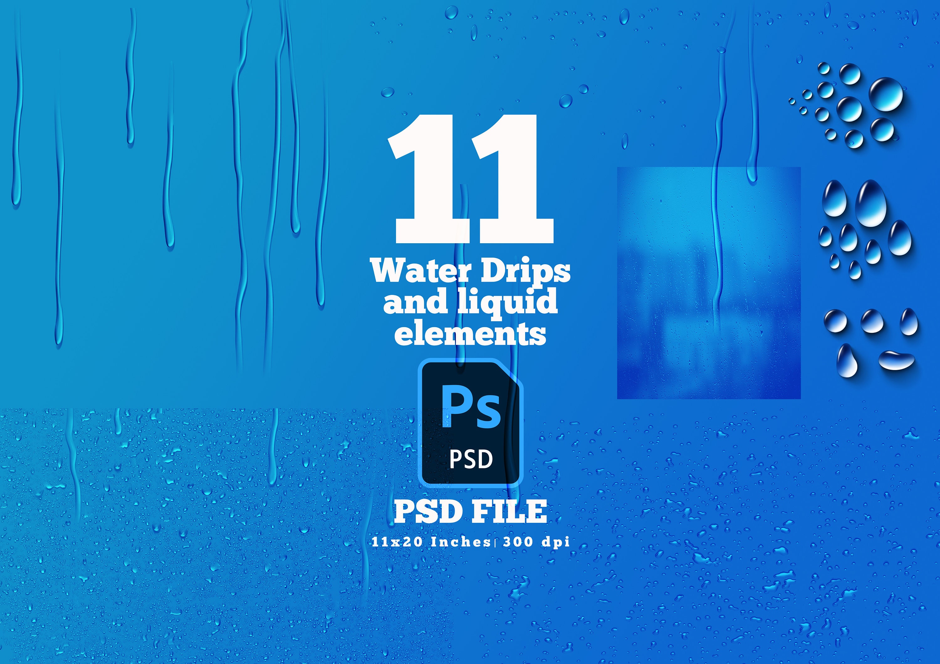 11 Water Drip PSD Overlays | Liquid Drop Photoshop Elements | 11x20 ...