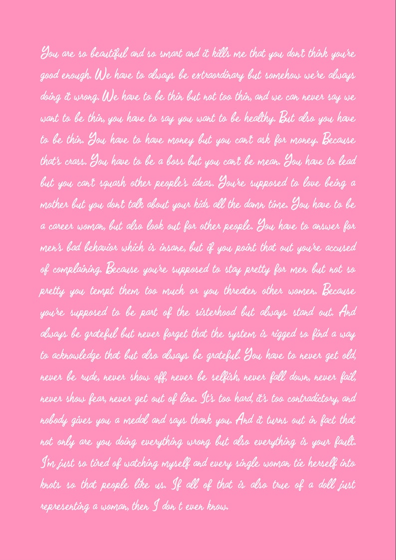 Barbie America Ferreras Gloria Monologue Poster Etsy