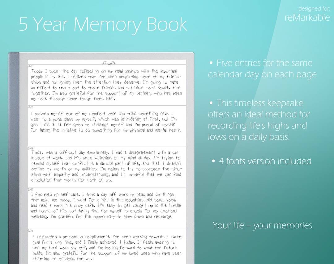 5 Year Memory Book some Line Every Day Remarkable Edition - Etsy