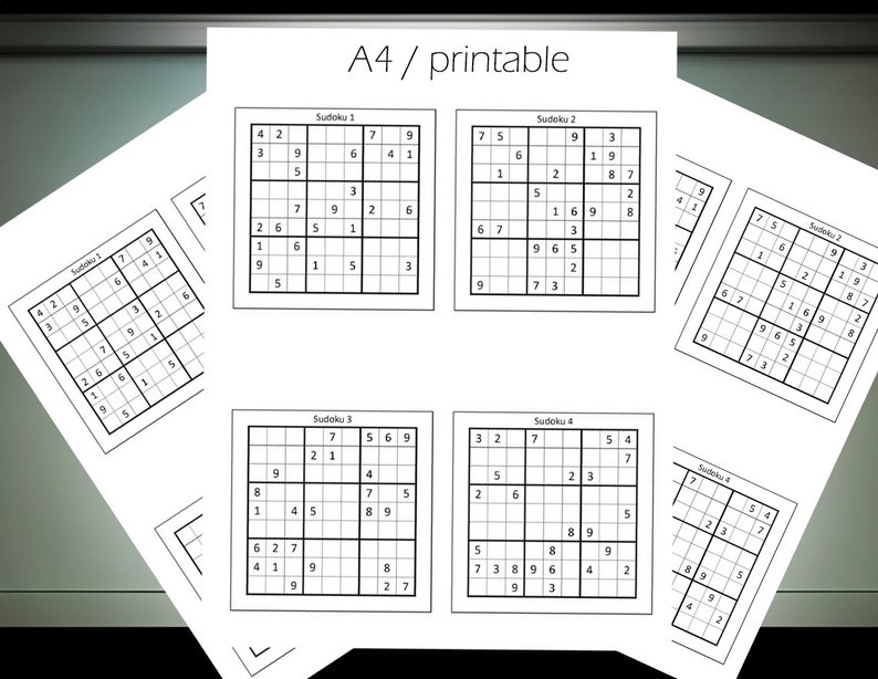 1200 Printable Sudoku With Solutions simple, Easy, Intermediate, Expert ...