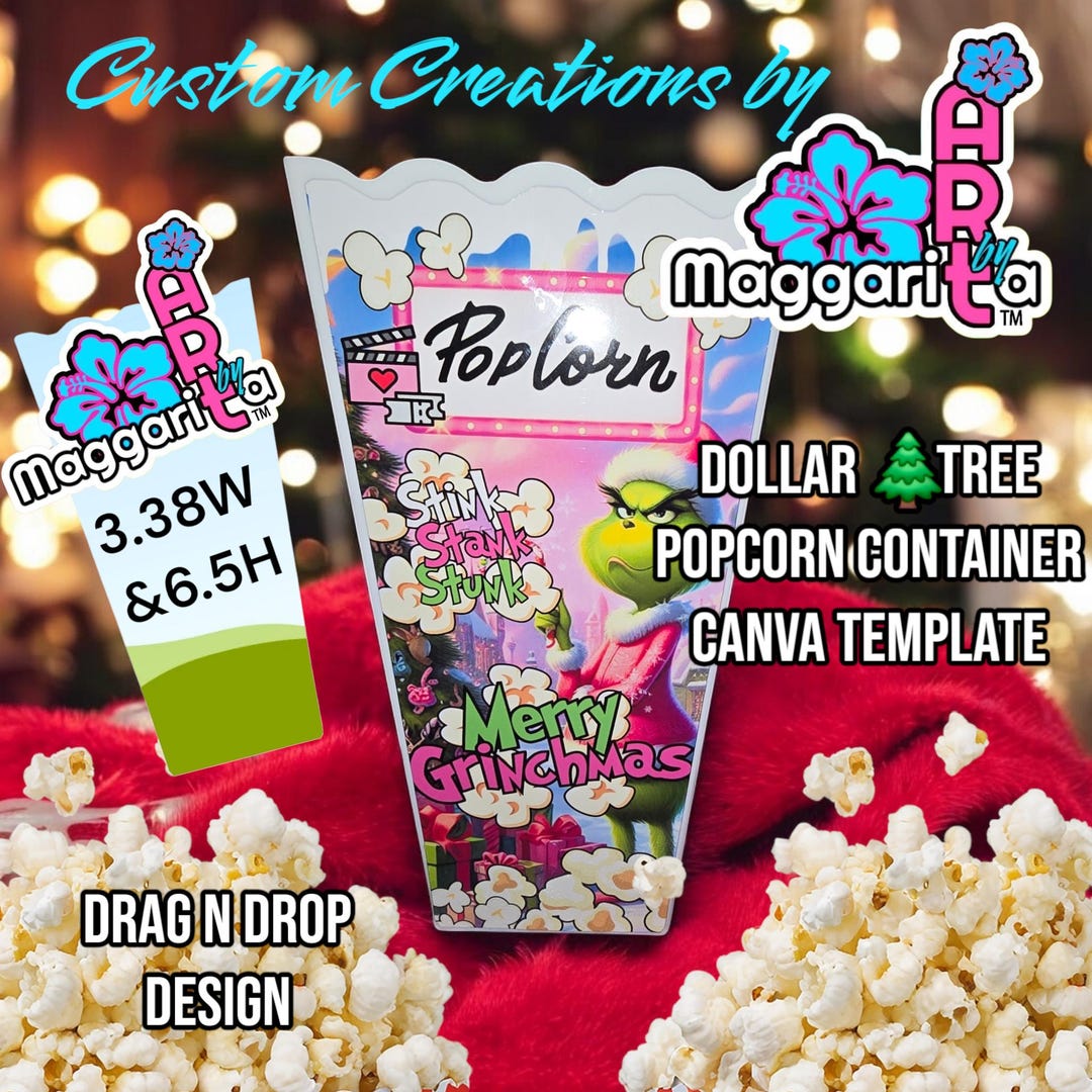 Dollar Tree Popcorn Container Canva Template Drag N Drop - Etsy UK