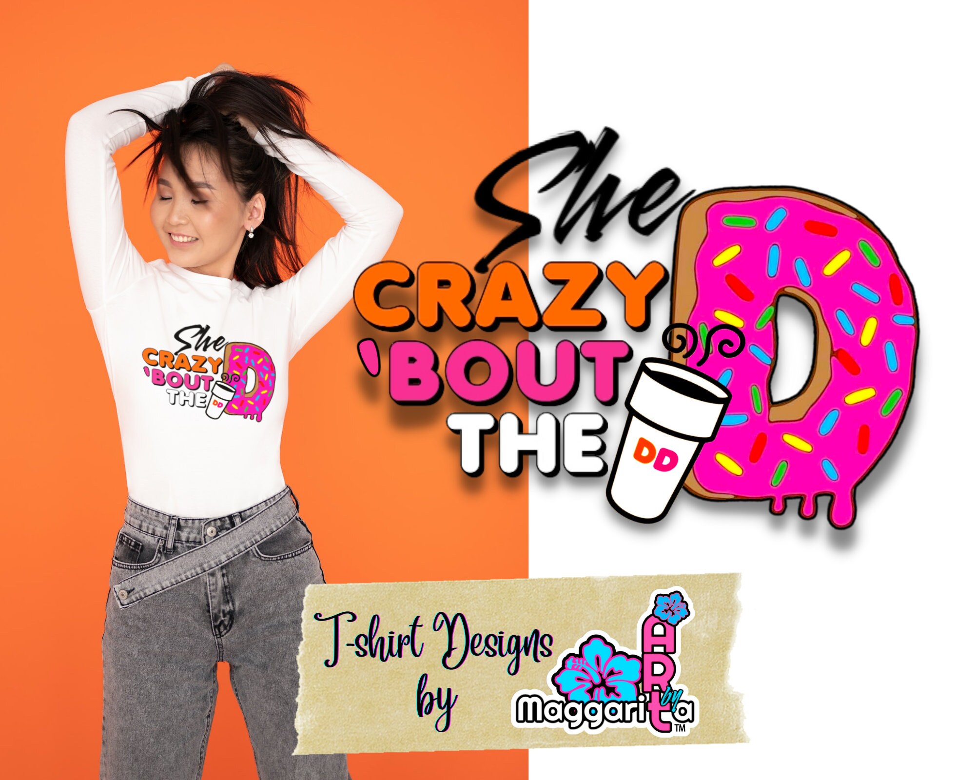 She Crazy About the D - 5 Digital Dunkin Donut Designs - Etsy