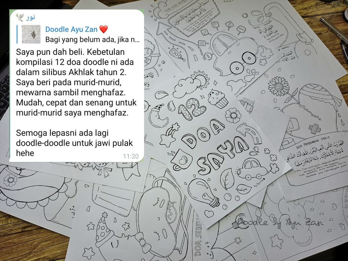 PDF Printable Coloring Sheet 12 Sheet of Du'a for Kids With Tittle ...