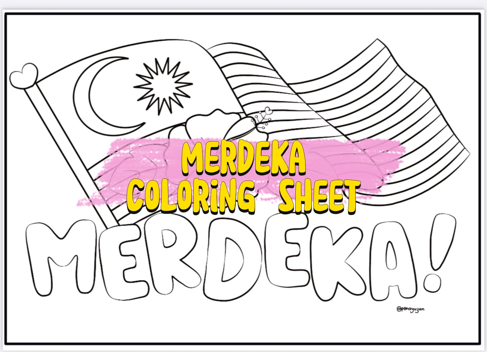 Malaysia Merdeka Poster 2 Sheet PDF Printable Coloring Sheet by Ayu Zan ...