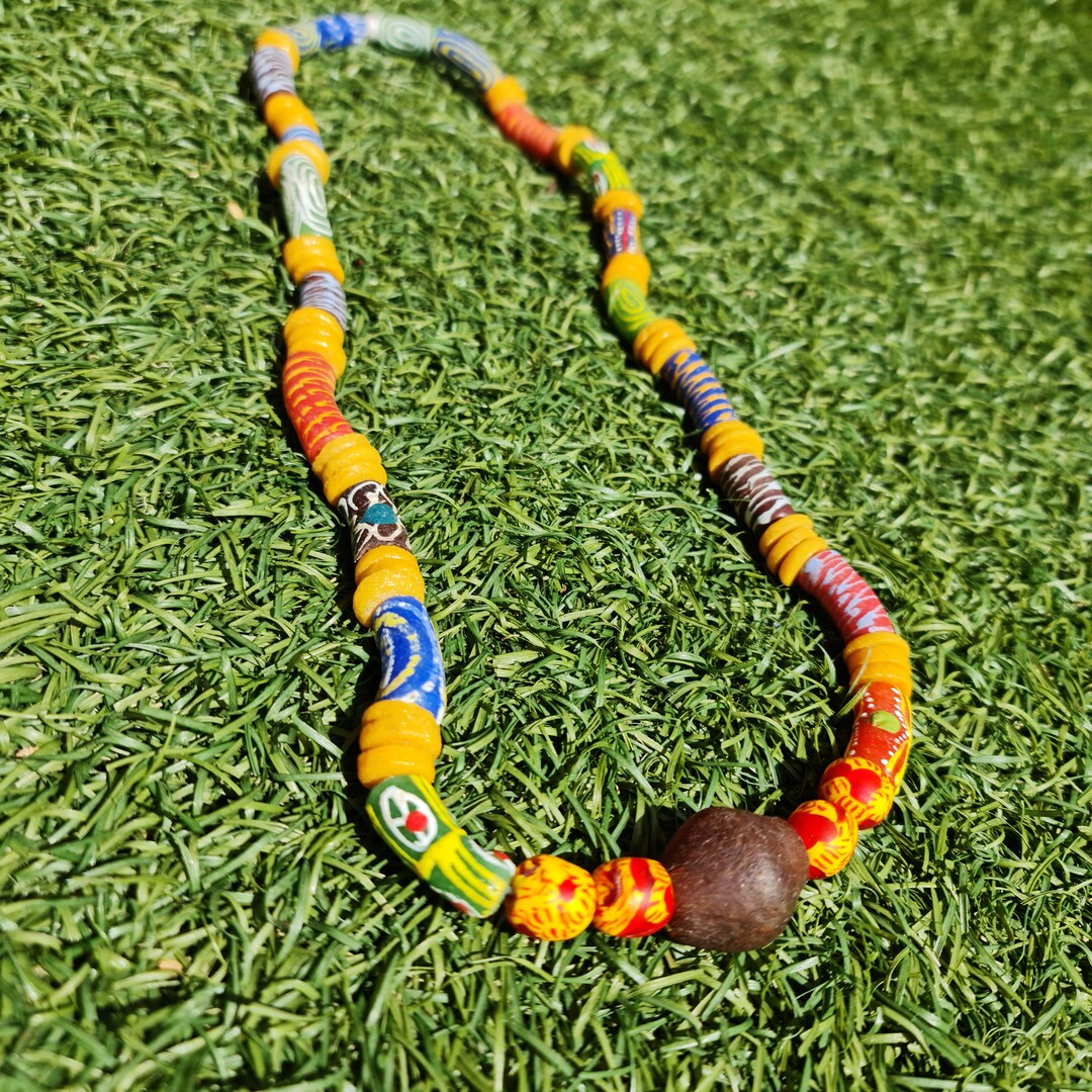 African Krobo Bead Necklace - Etsy