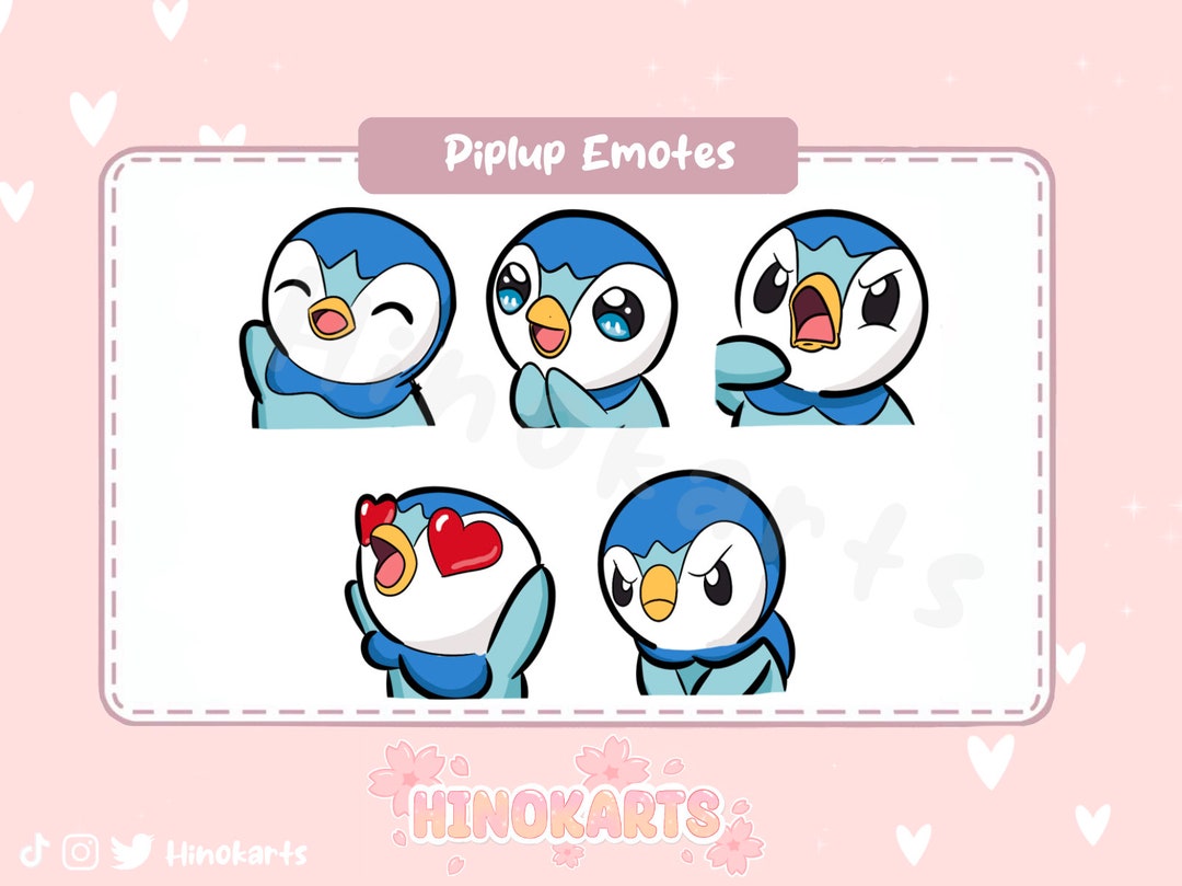 Pack of 5 Pokemon Twitch Emotes Piplup Piplup Discord Stream Youtube ...