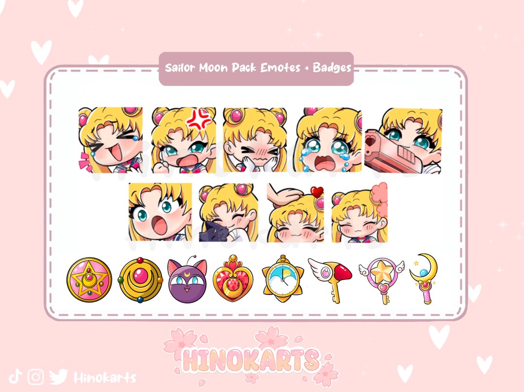Sailor Moon Twitch Pack Emotes insignias Discord Sailor Moon Chicas ...