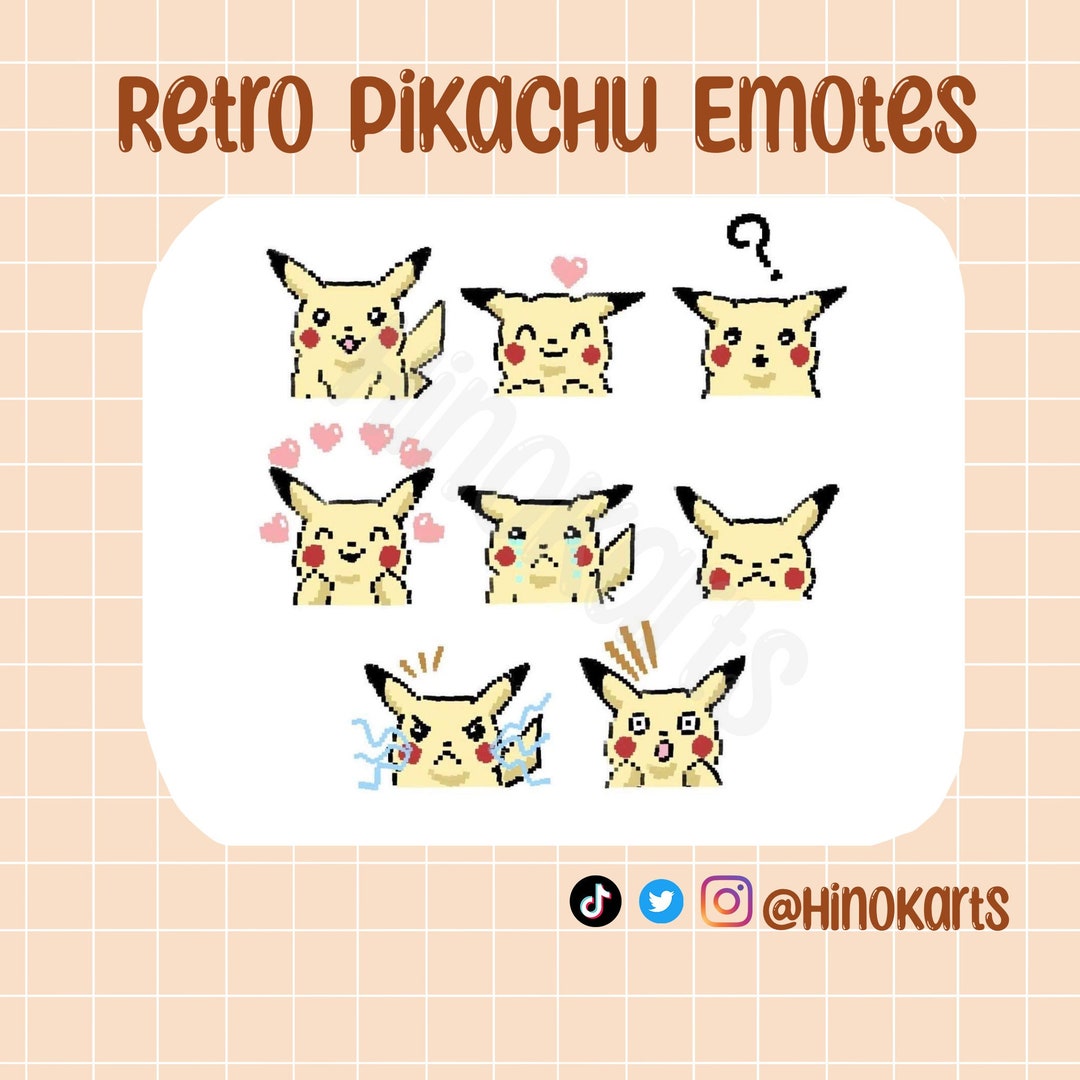 Set of 8 Retro Pikachu Twitch / Discord Emotes - Etsy