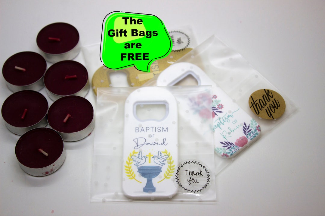 Personalized Baptism Party Magnet Favors, Cute Magnet With Gift Bags ...