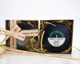 Retro Vinyl Record Themed, Wedding Invitations, Personalized Magnet ...