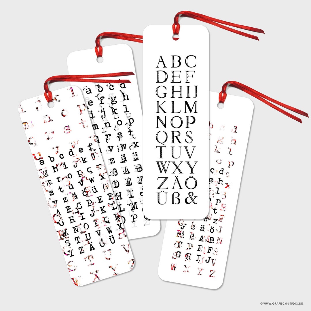Waterproof Bookmarks alphabet With Motifs From Grafik-studio, Set of 4 ...