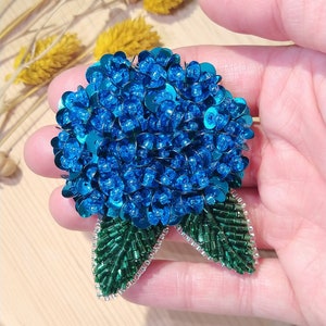 Bead Embroidery Hydrangea Flower Brooch Handmade Crystal Bead Dress ...