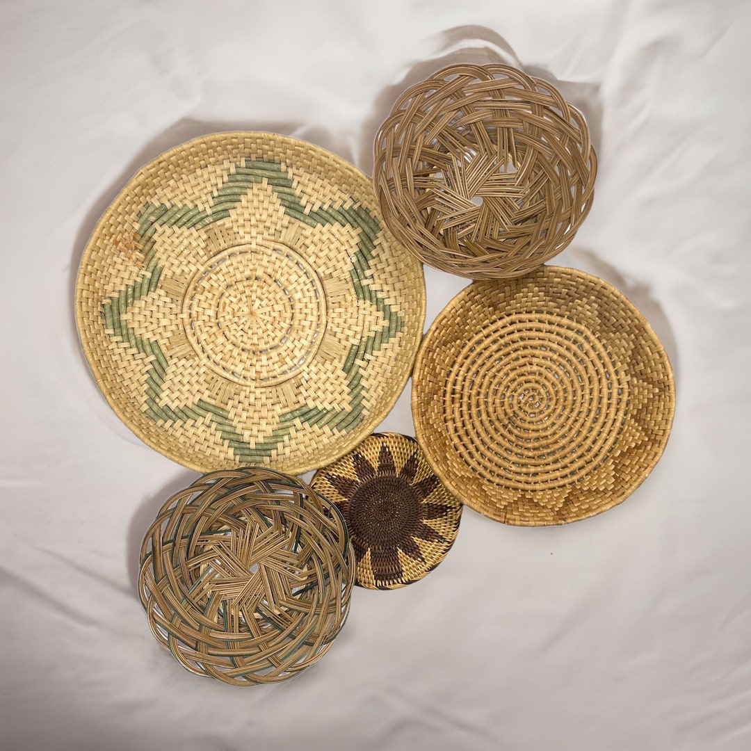 Boho Rattan Basket Wall, Seagrass Serving Tray, Rattan Tray, Wicker ...