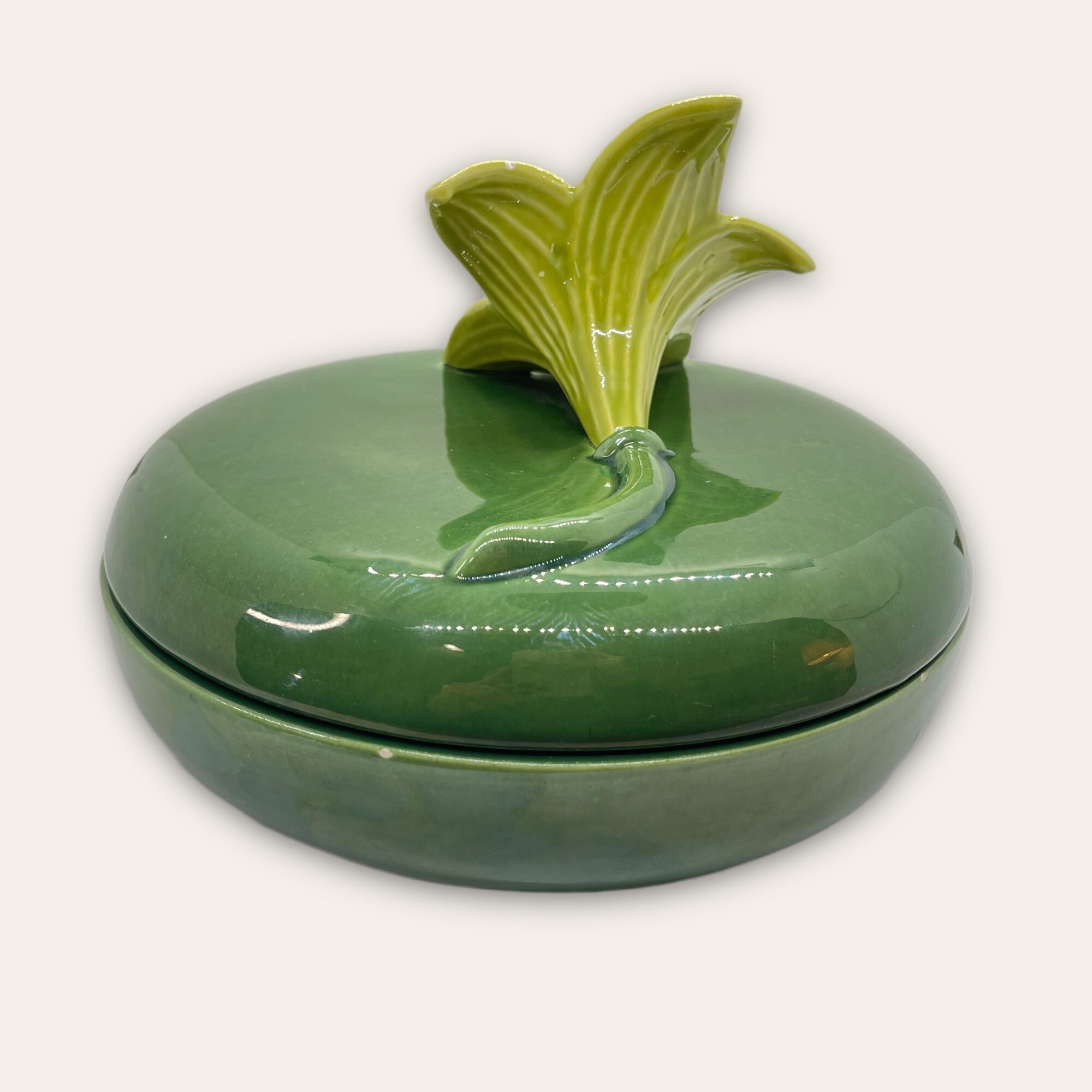 Vintage Royal Haeger Green Lily Candy Dish, Mid-century Modern Covered ...