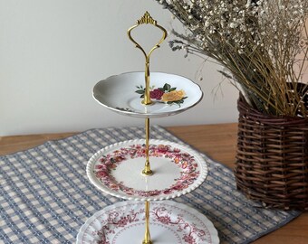 Vintage 3 Tiered China Dessert Stand | Floral Plate Tray for Tea Party ...
