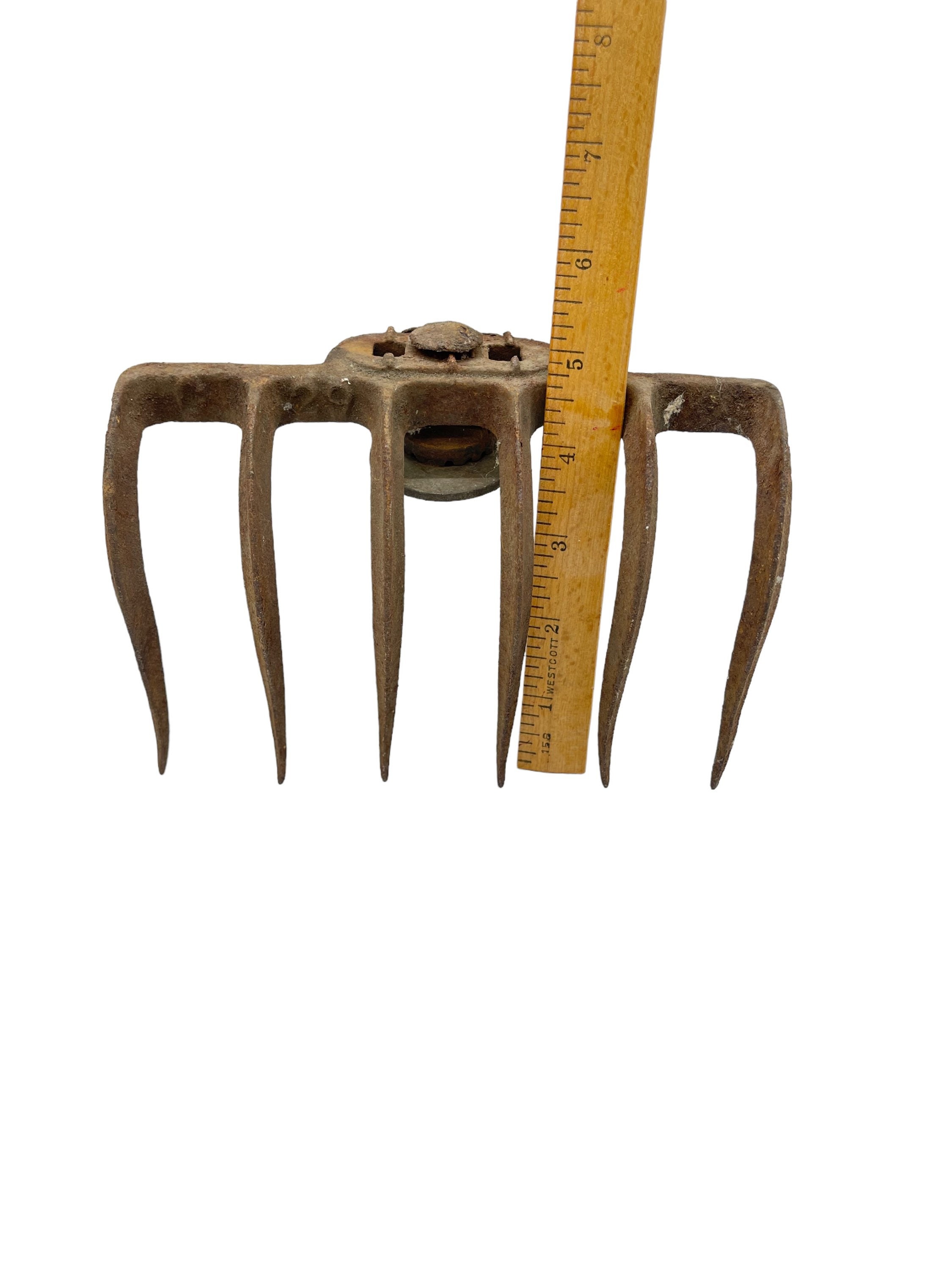 Antique Hand Forged Rake, Garden Rake Pitch Fork Primitive 1900's Metal ...