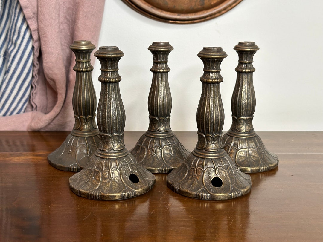 Antique Cast Metal Mini Lamp Base Parts Lilly Pad Design, L&LWMC 9984 ...